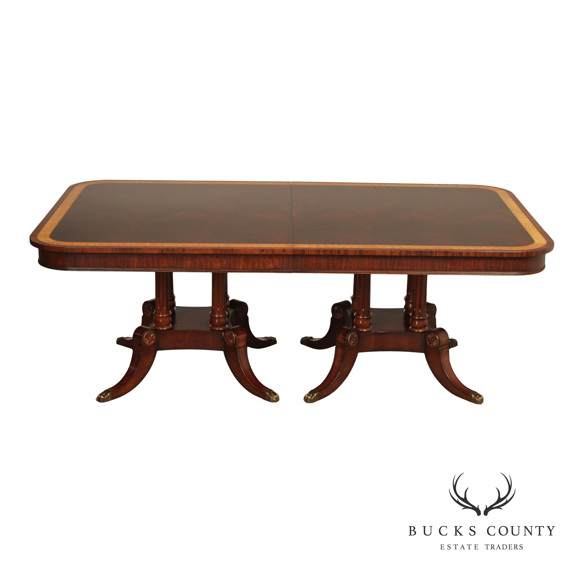 Henredon Natchez Mahogany Double Pedestal Dining Table With Three Leav