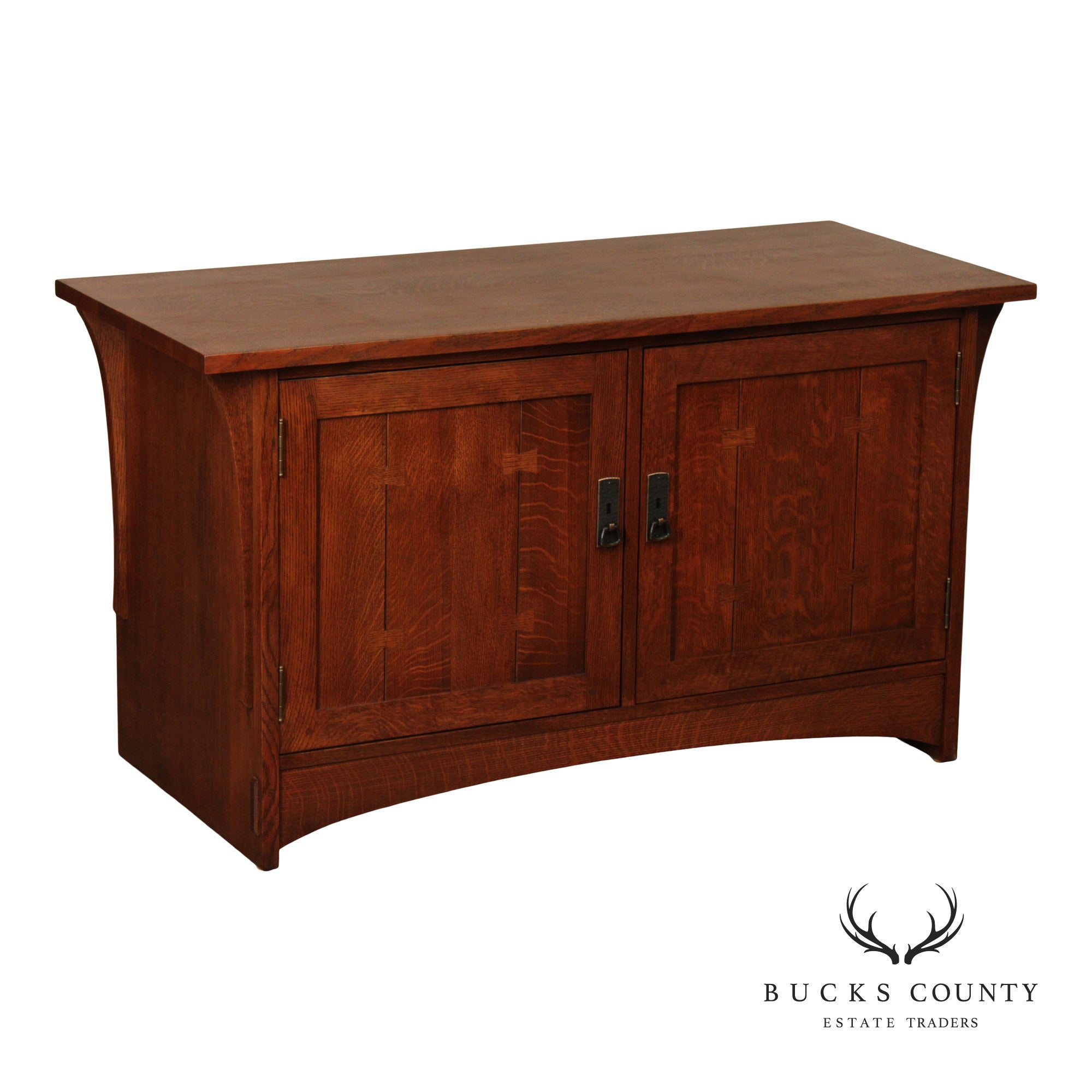 Stickley Mission Collection Two Door Oak Media Console Cabinet