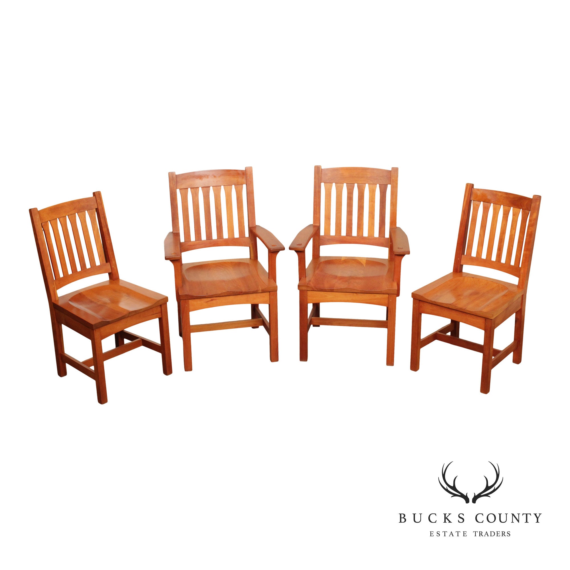 Stickley Mission Collection Set Of Four Cottage Cherry Dining Chairs