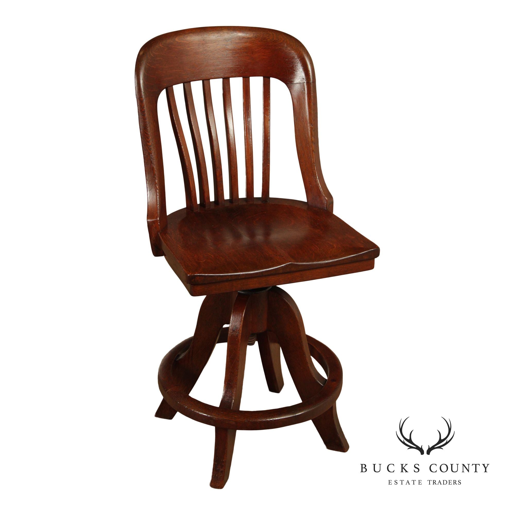 B.L. Marble Chair Antique Oak Swivel Clerk or Drafting Chair