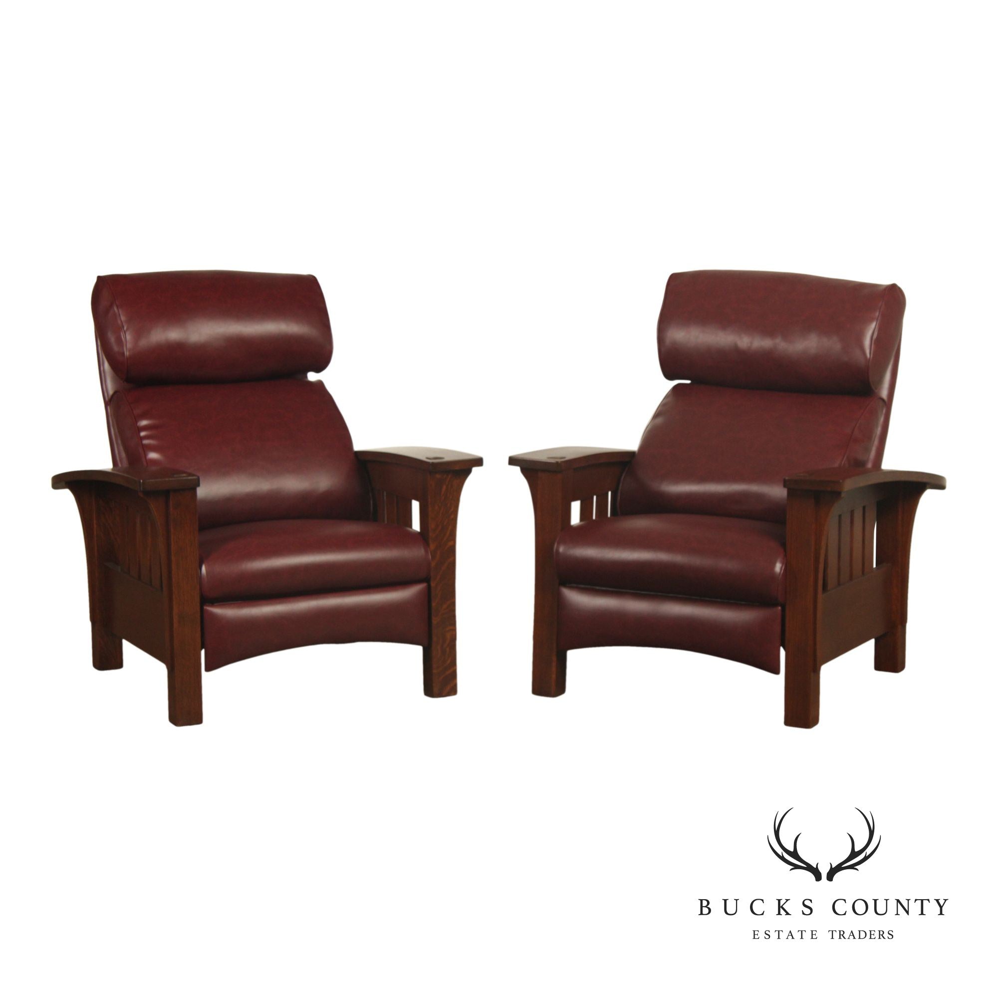 Stickley Mission Collection Pair Of Oak Morris Chair Recliners