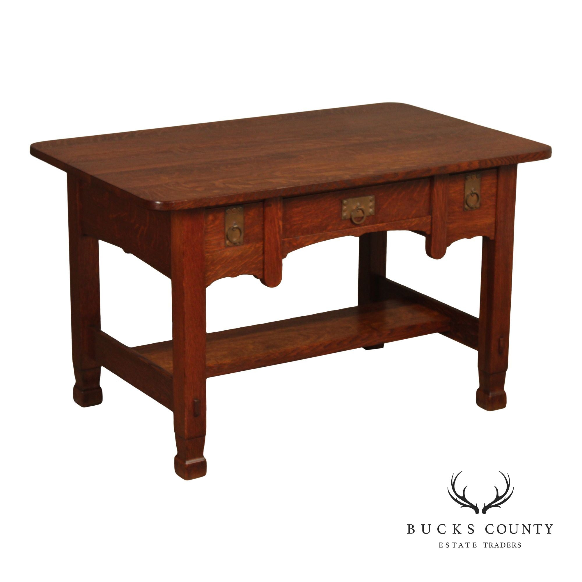 Imperial Grand Rapids Antique Mission Style Oak Library Table Desk