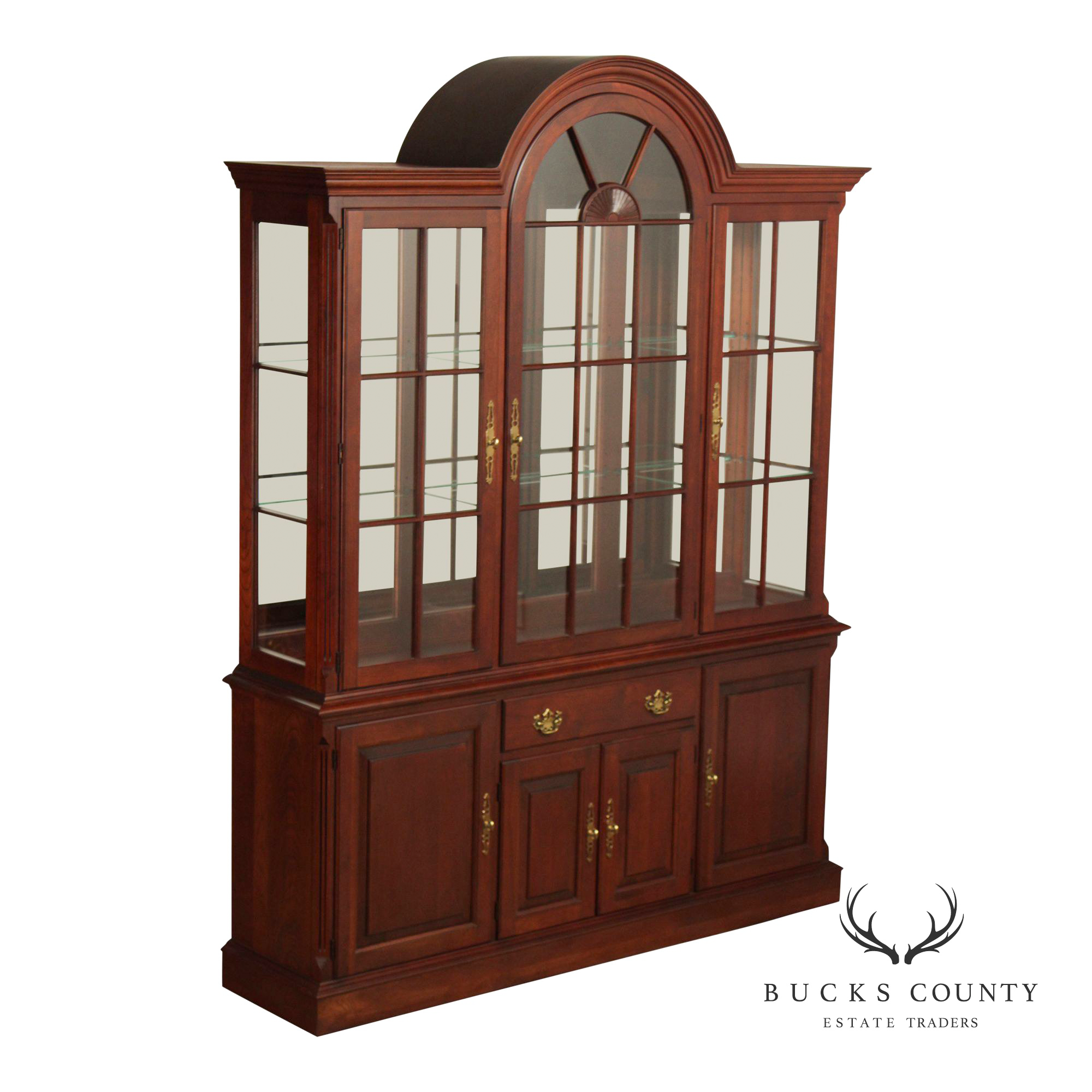 Pennsylvania House Cherry Traditional Lighted China Cabinet Breakfront