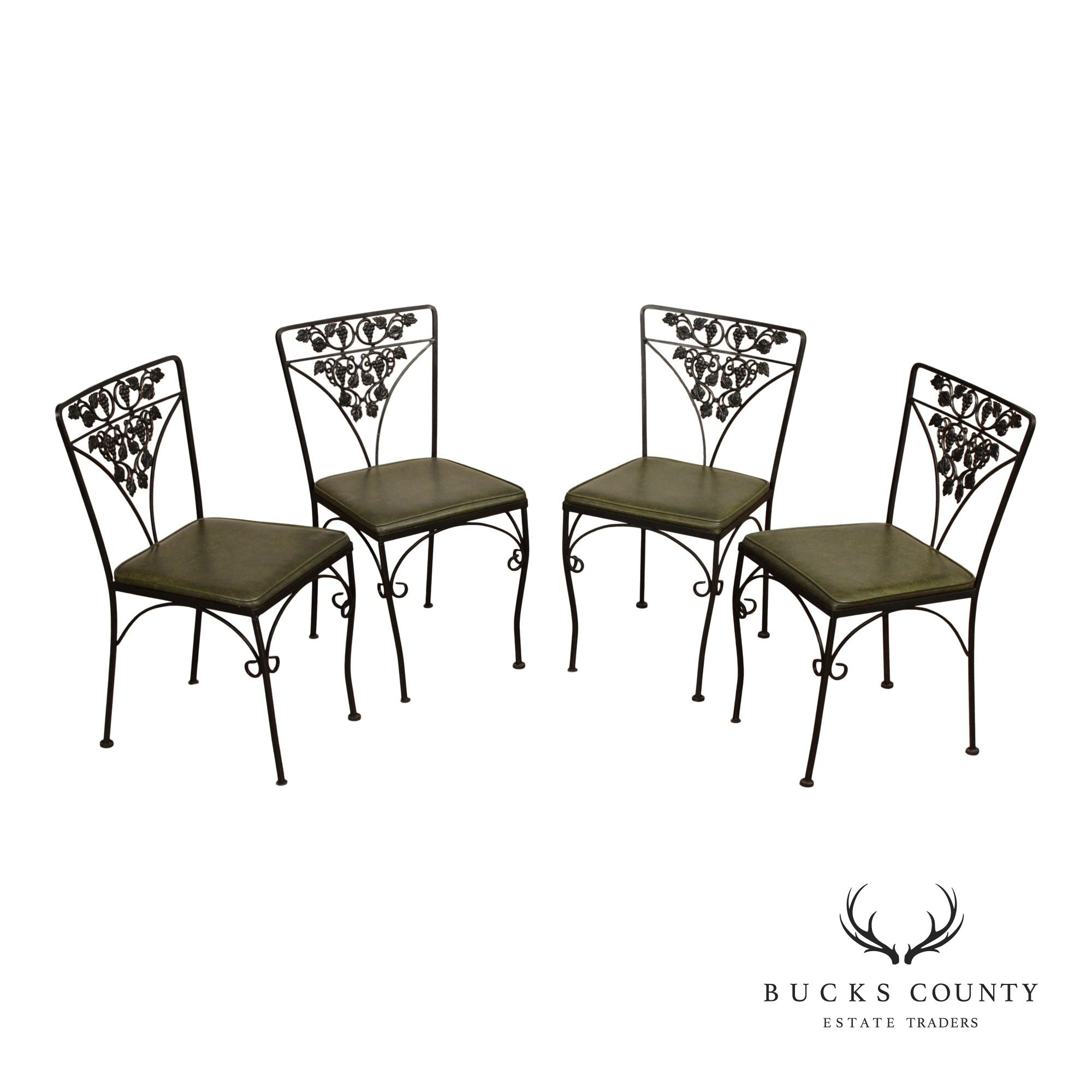 Woodard Set of Four Iron Grapevine Dining Chairs