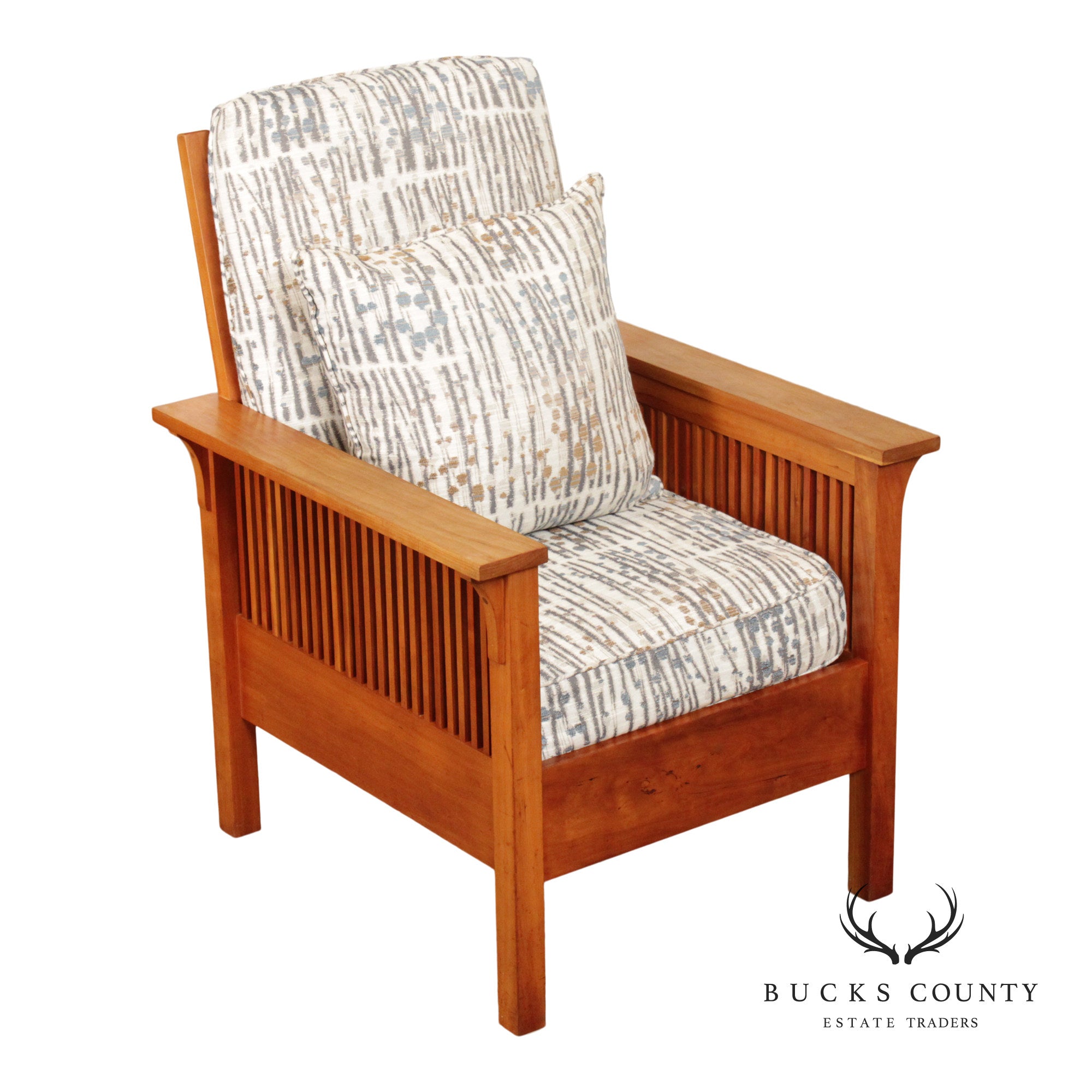 Stickley Mission Collection Cherry Spindle Lounge Chair with Tight Sea