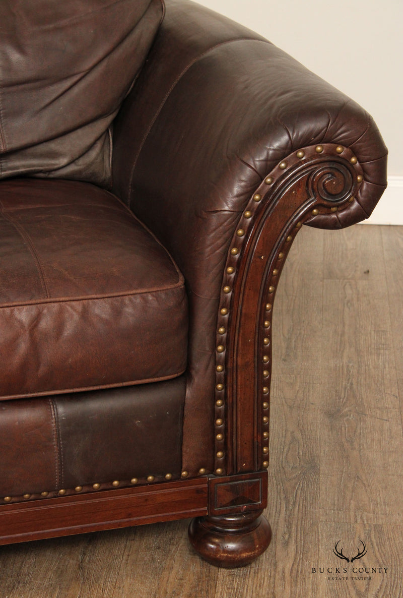 Bernhardt Leather Sofa With Nailhead Trim | Cabinets Matttroy