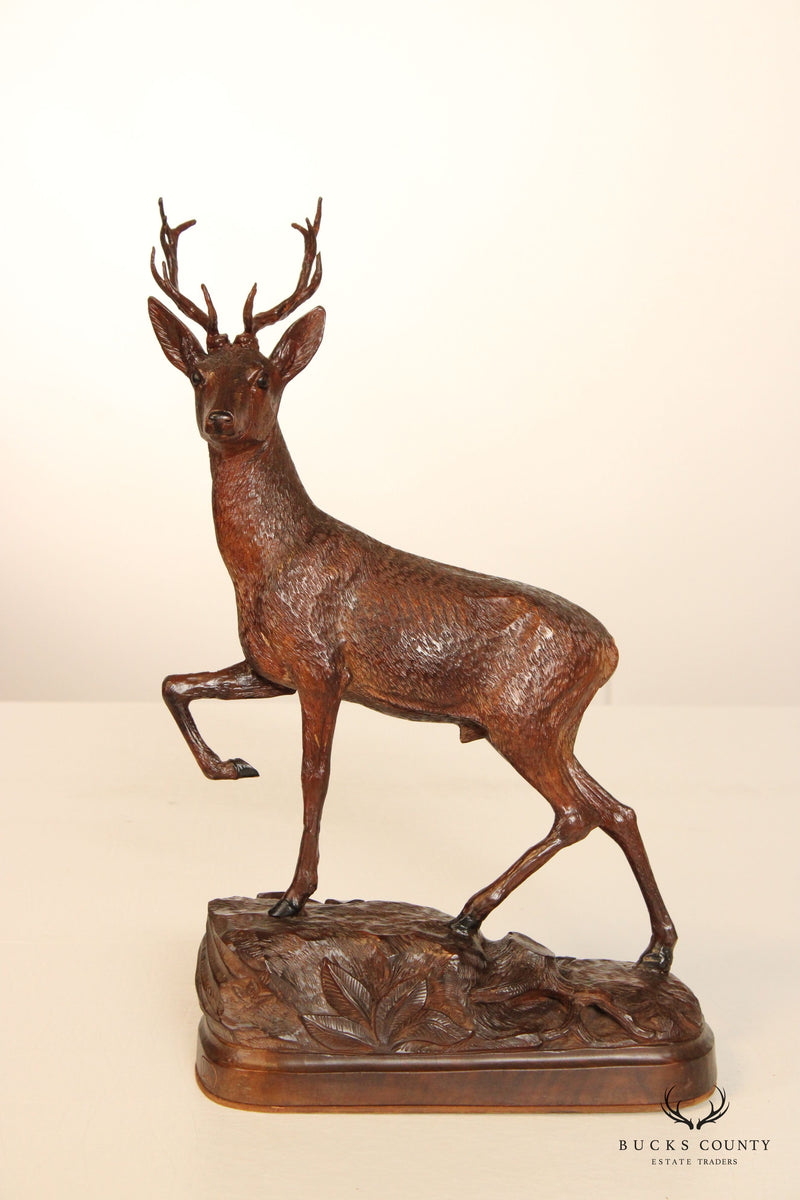 Antique Black Forest Hand Carved Stag Deer Statue – Bucks County Estate ...
