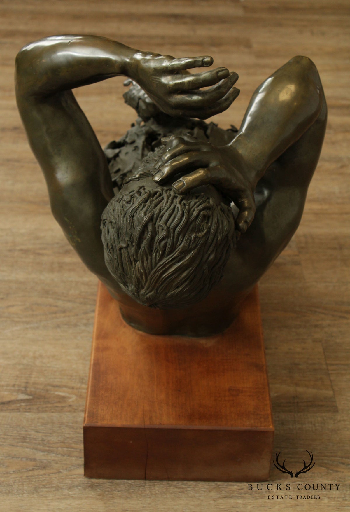 Falkner, Bronze Figural Sculpture of Agonized Man, Vietnam War Era, An