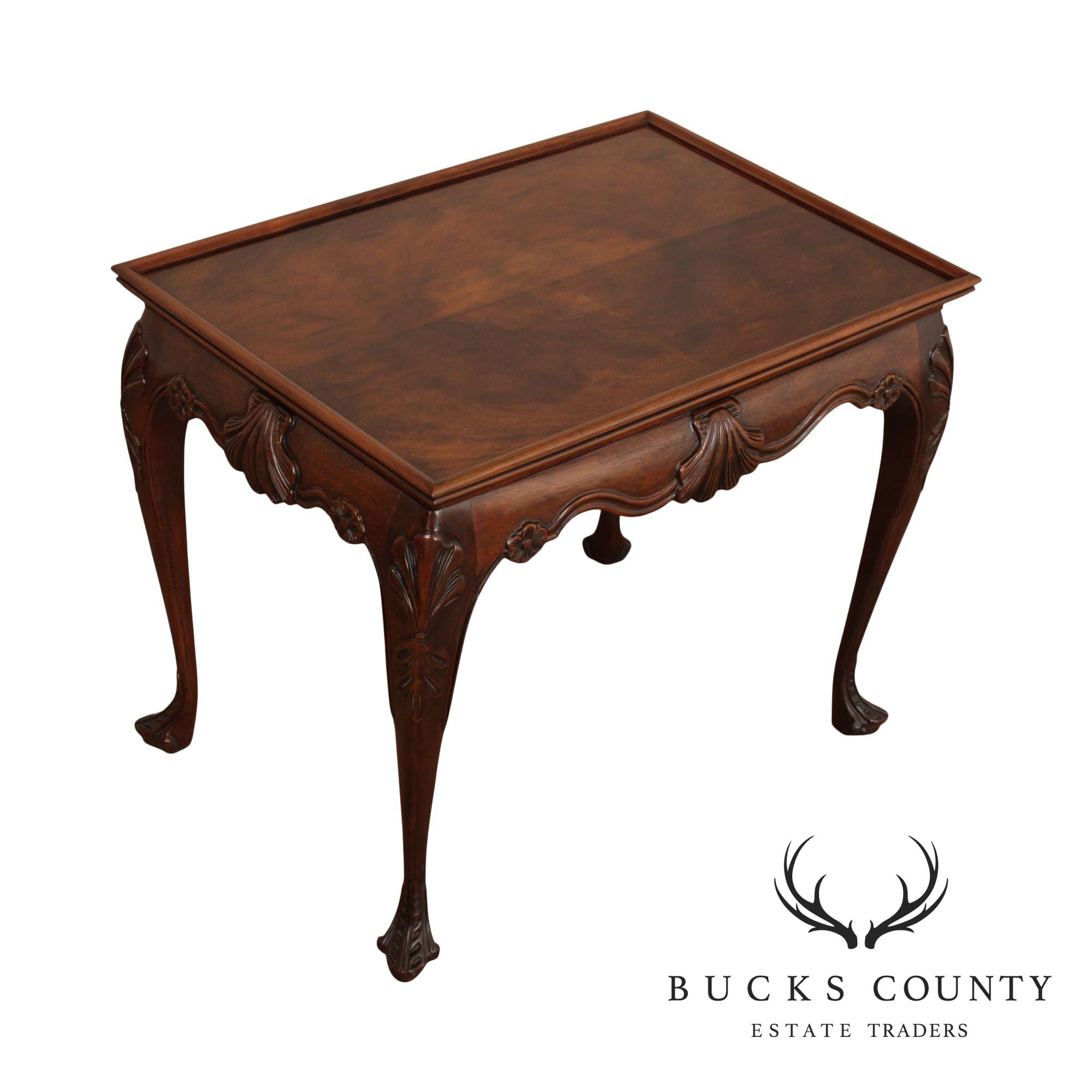 Baker Stately Homes Collection Irish Georgian Carved Mahogany Tea Tabl
